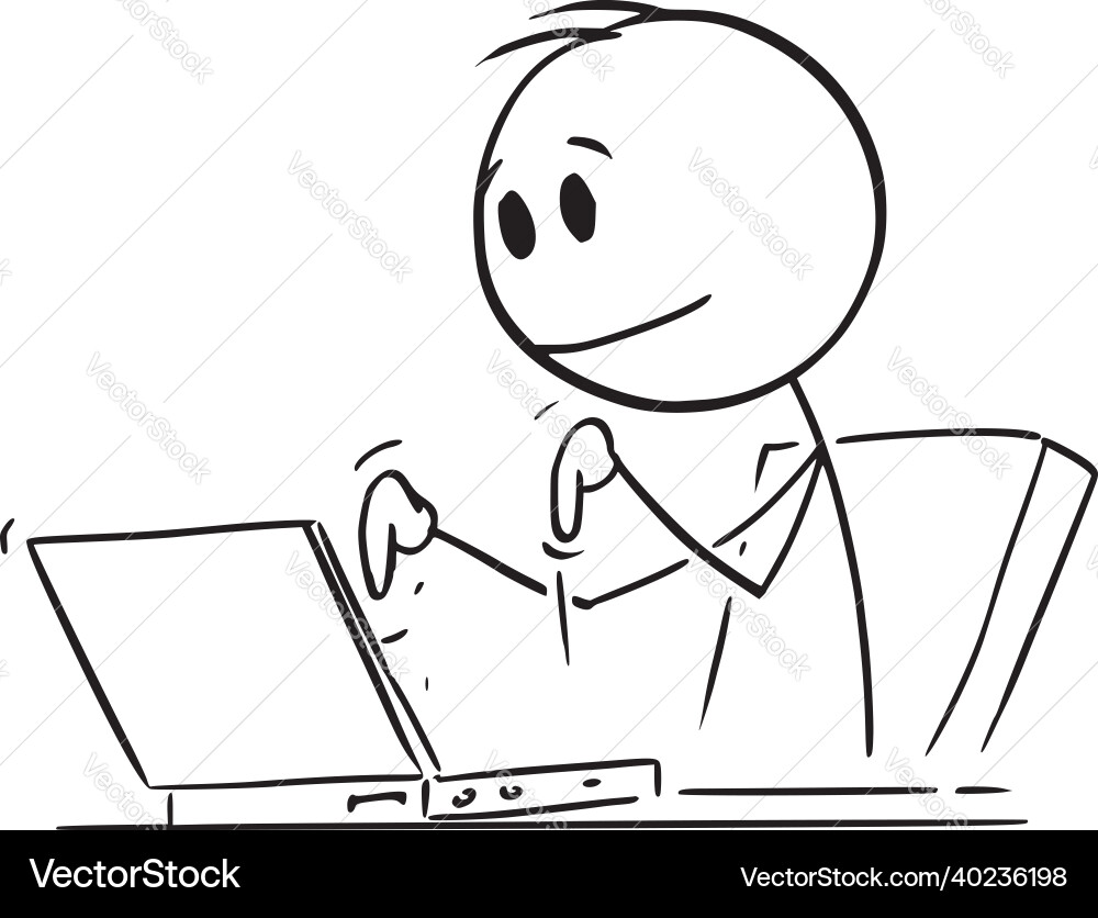 Creative person typing or working on computer Vector Image
