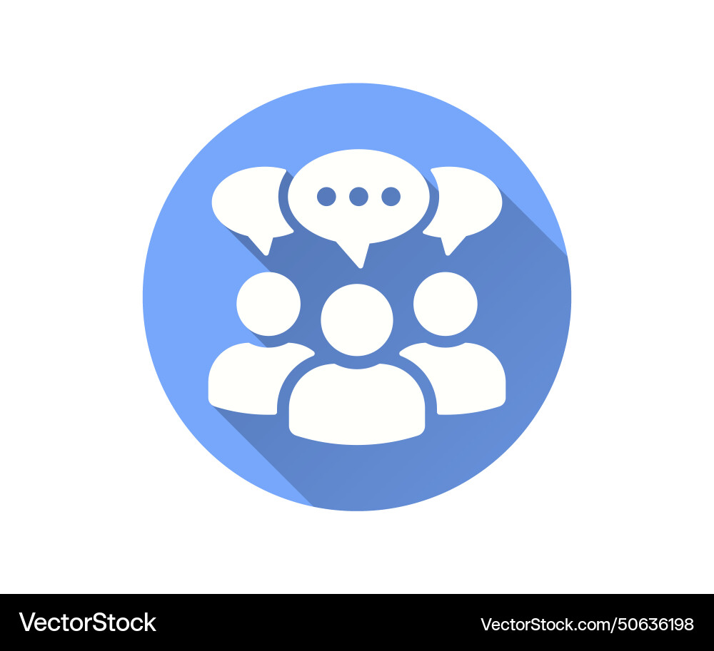 Discussion flat icon with long shadow for graphic Vector Image