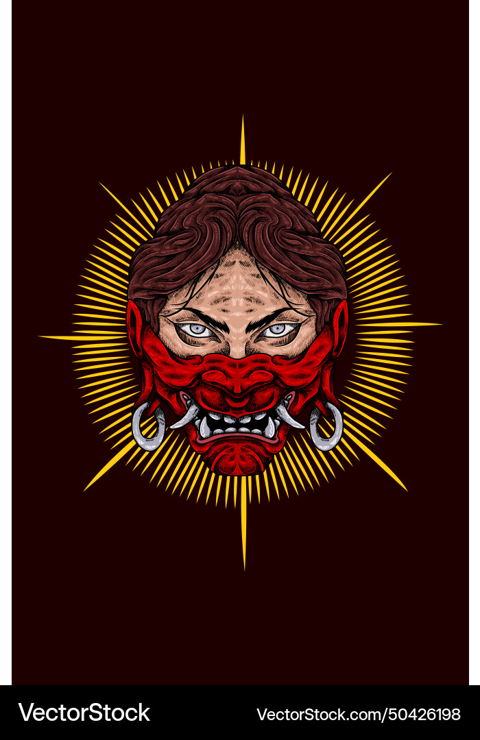 Girl with samurai mask Royalty Free Vector Image