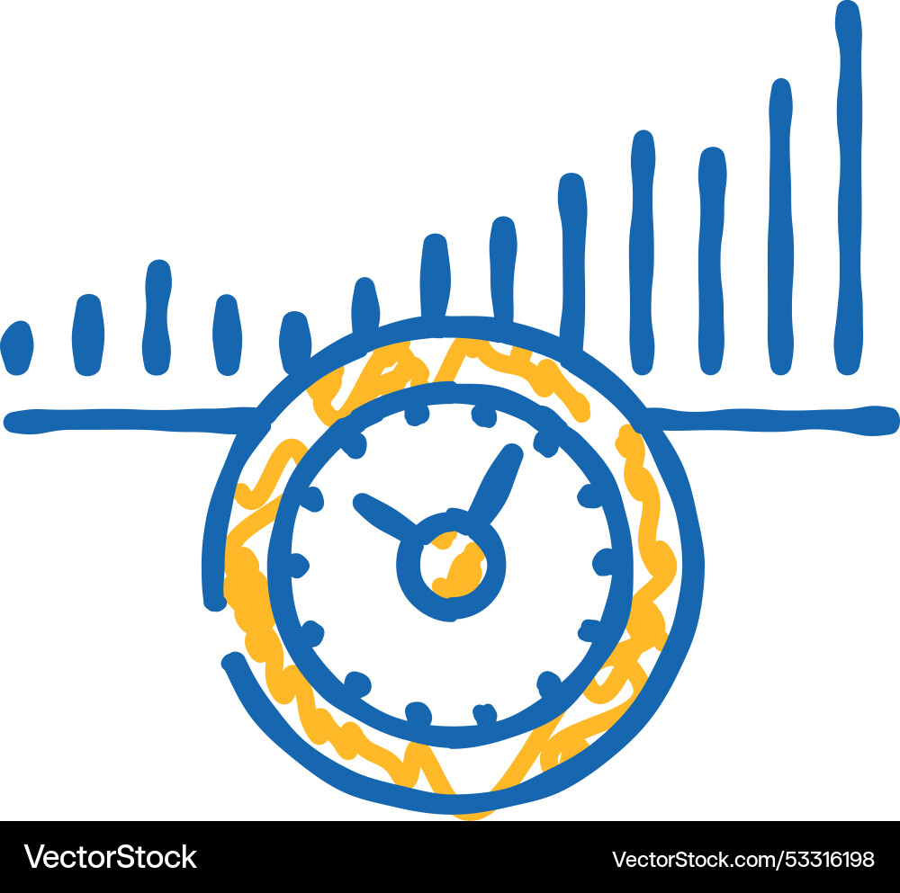 Increase time icon doodle Royalty Free Vector Image
