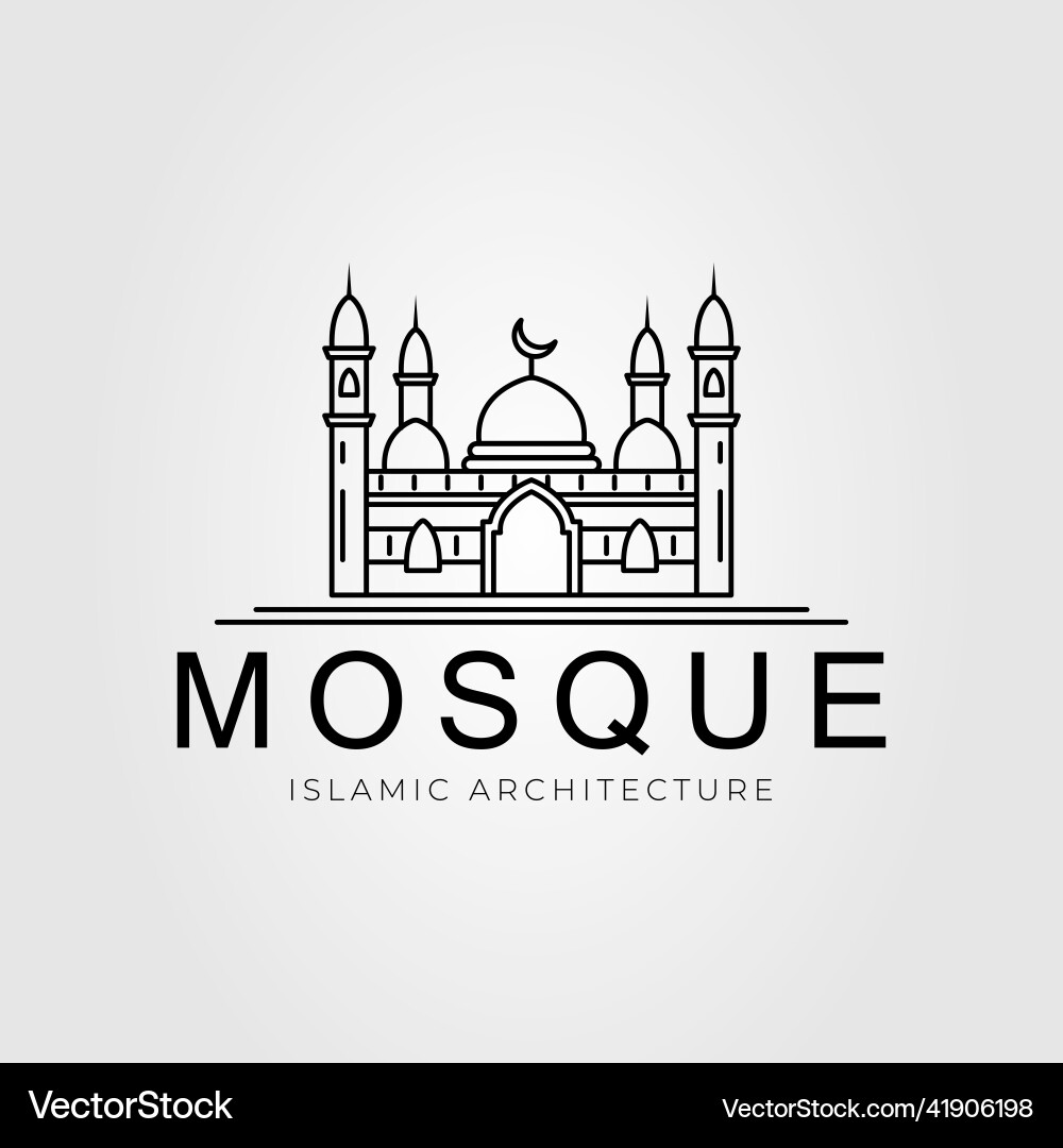 Islamic mosque architecture outline logo design Vector Image