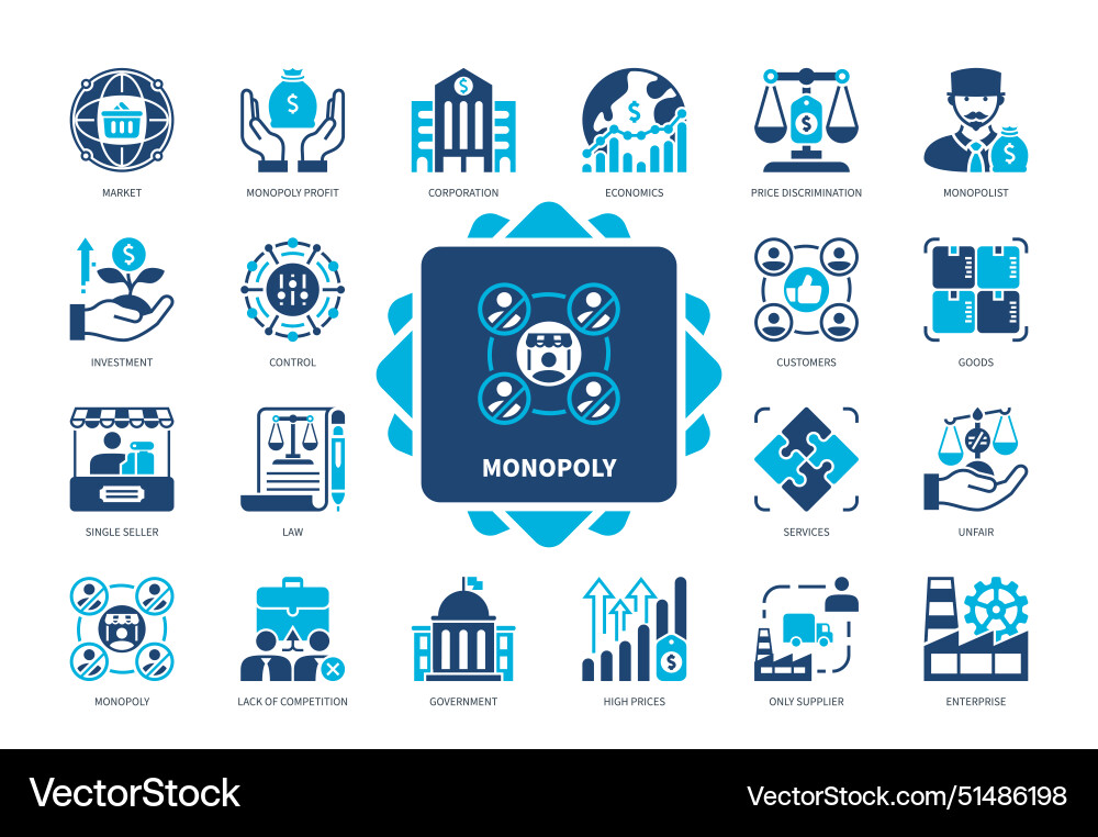 Monopoly solid icon set Royalty Free Vector Image