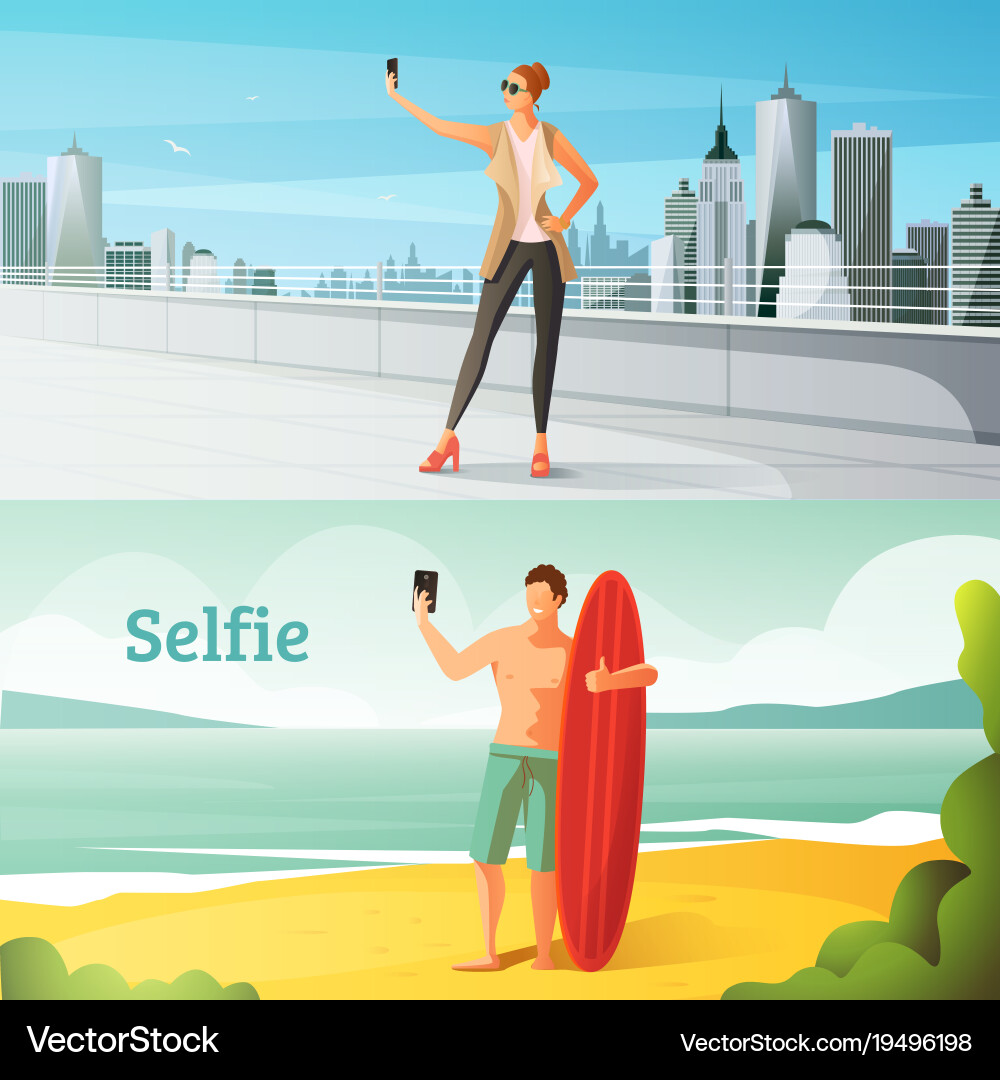 Selfie horizontal set Royalty Free Vector Image