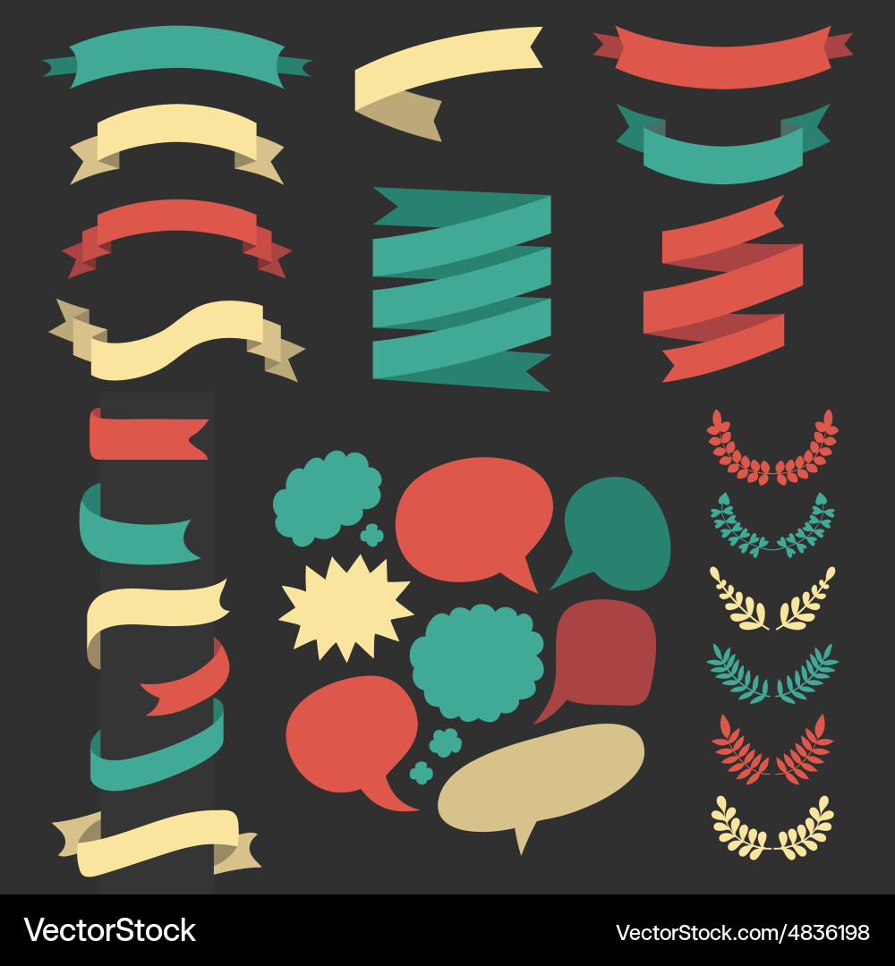 Set of ribbons and design elements Royalty Free Vector Image