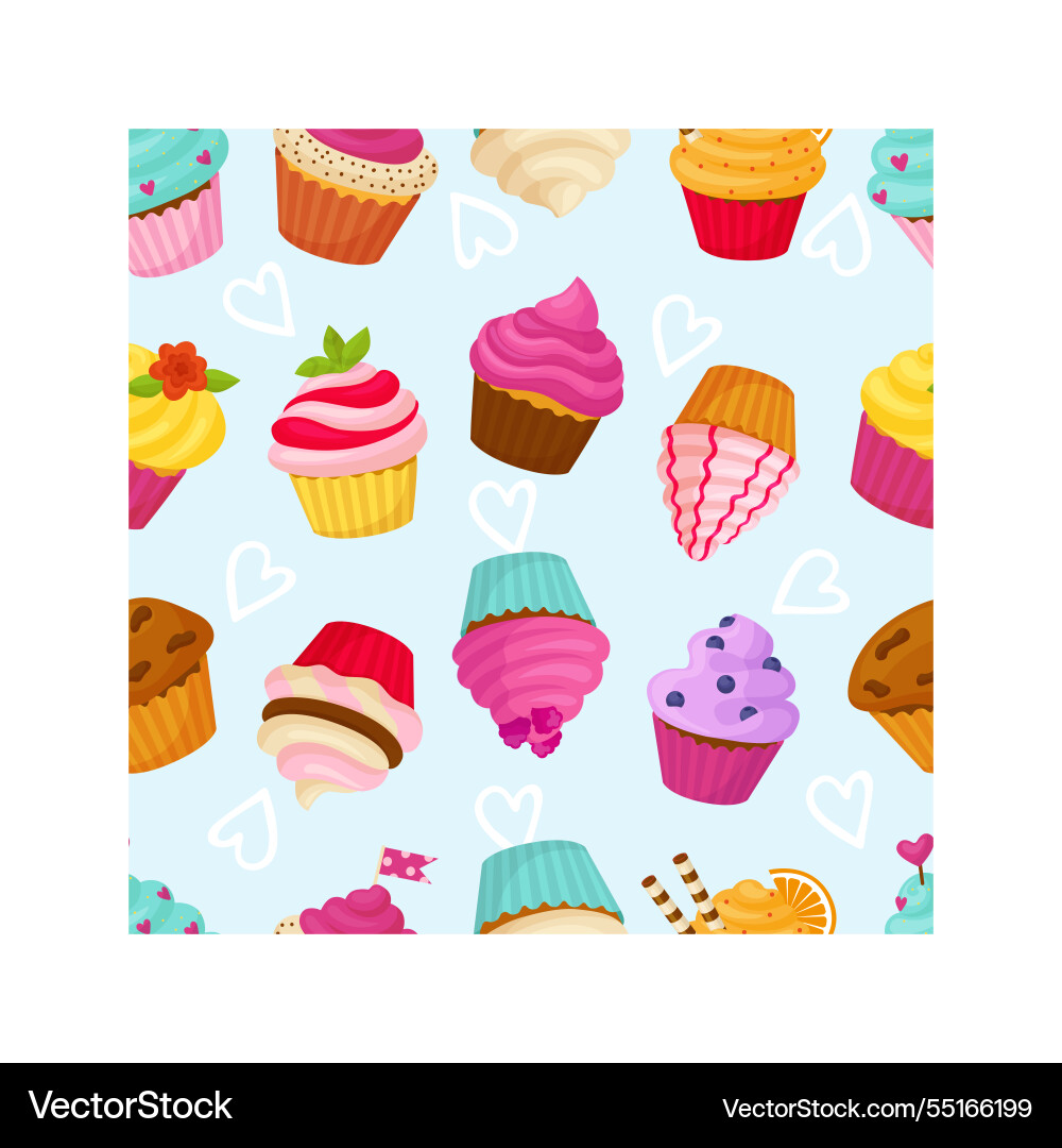 Cartoon Cupcake Pattern Royalty Free Vector Image