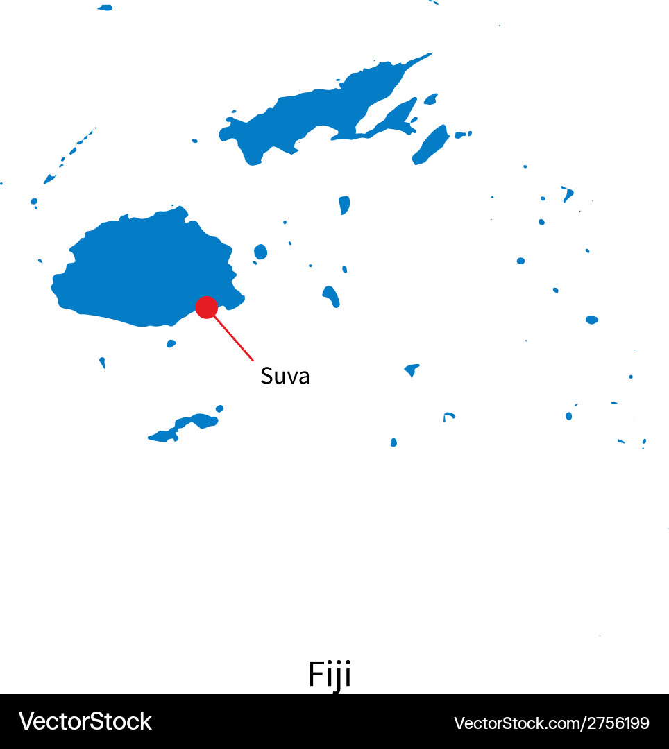 Fiji Map with Suva Capital Royalty Free Vector Image