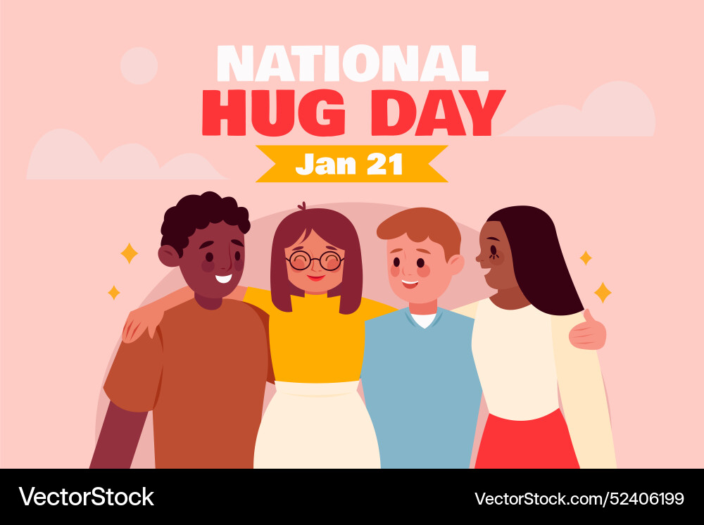 Hand drawn flat hug day background Royalty Free Vector Image