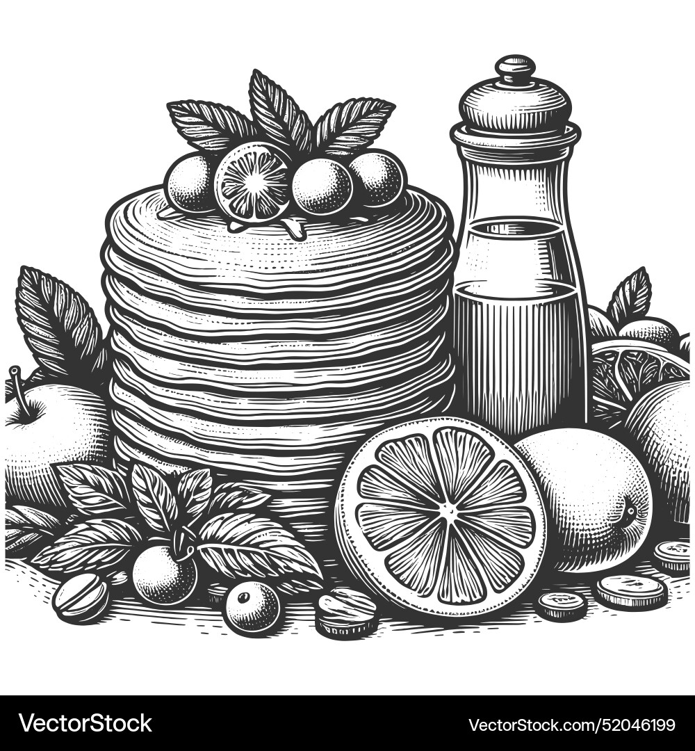 Pancakes with maple syrup Royalty Free Vector Image