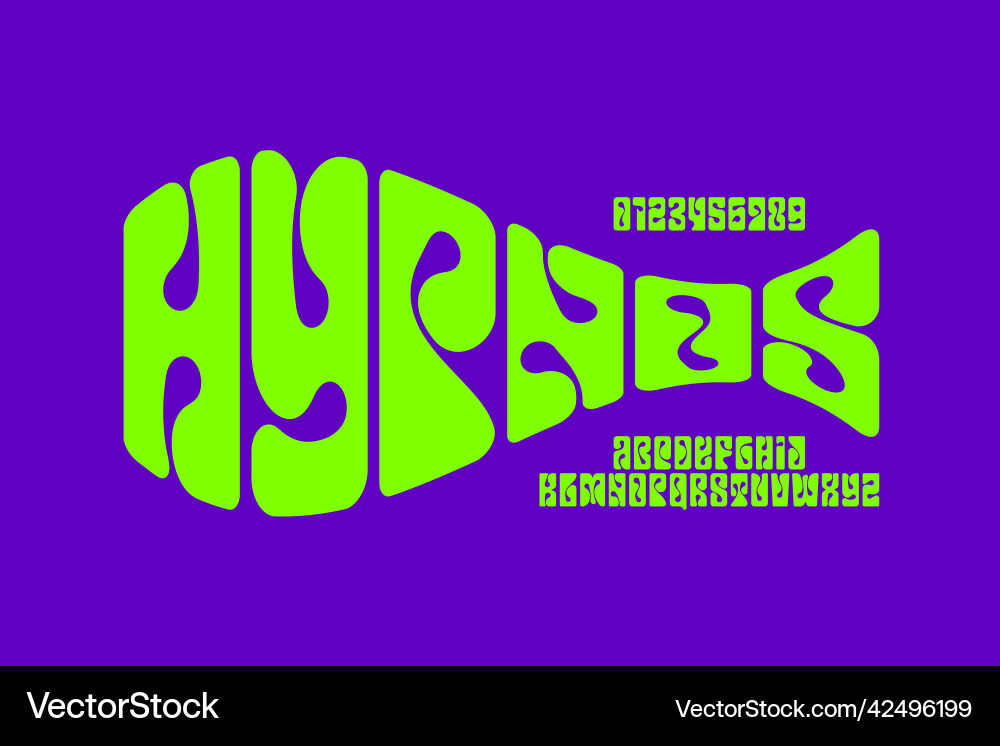 Psychedelic hypnosis style 1960s font Royalty Free Vector