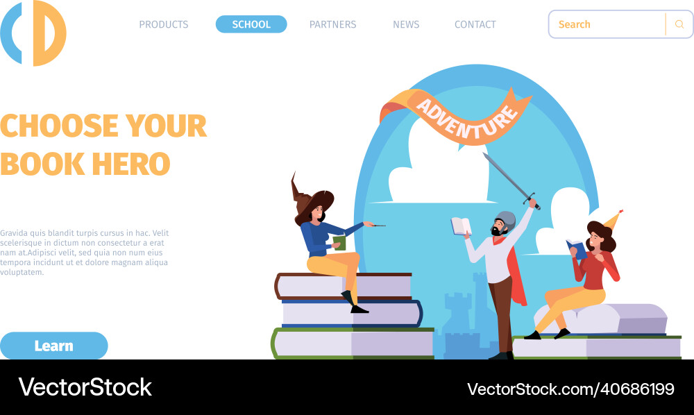 Reading people landing library smart study time Vector Image