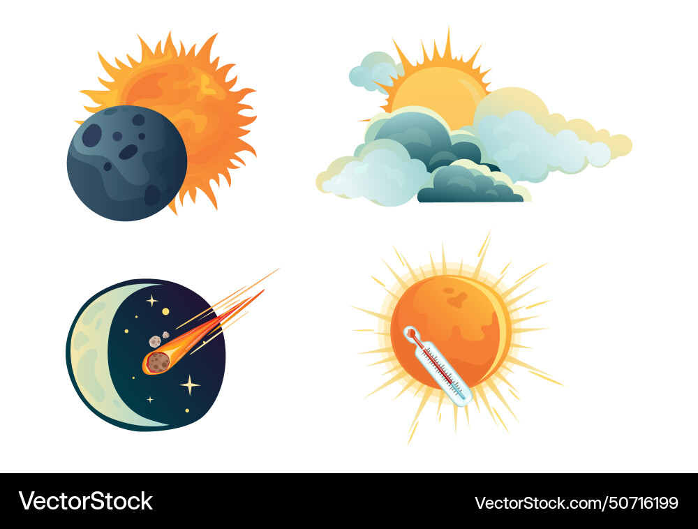 Set of changes in the sky solar eclipse Royalty Free Vector