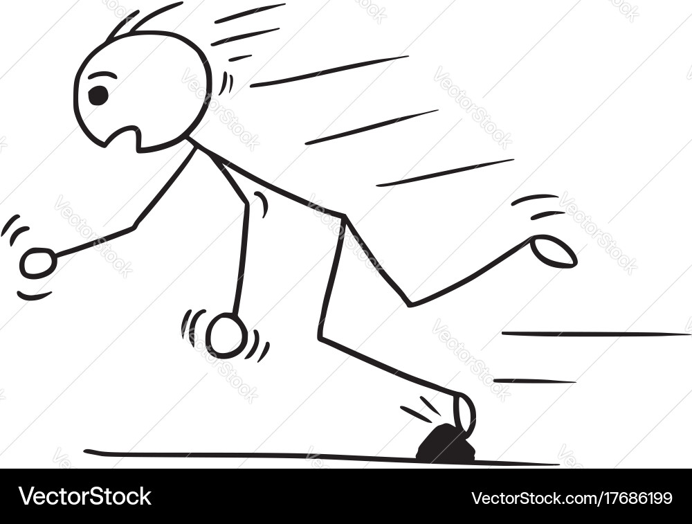 Stickman Cartoon von Mann fallen stolper Trip über