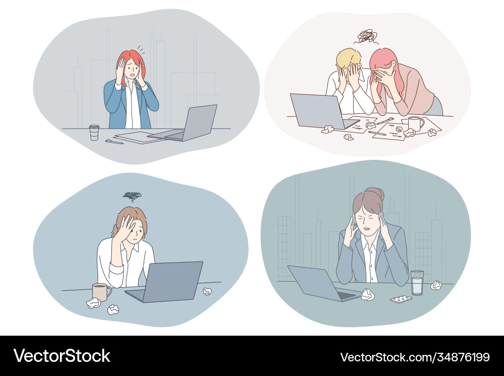 Stress overwork exhaustion depression overload Vector Image