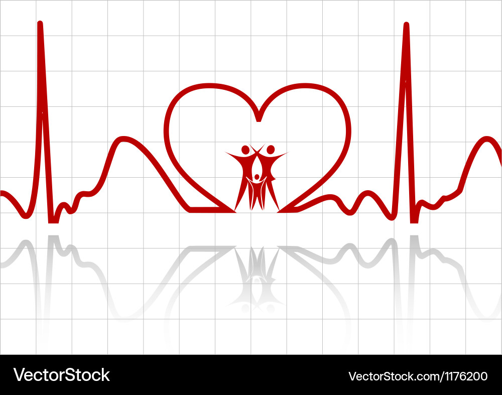 Abstract ecg with family Royalty Free Vector Image