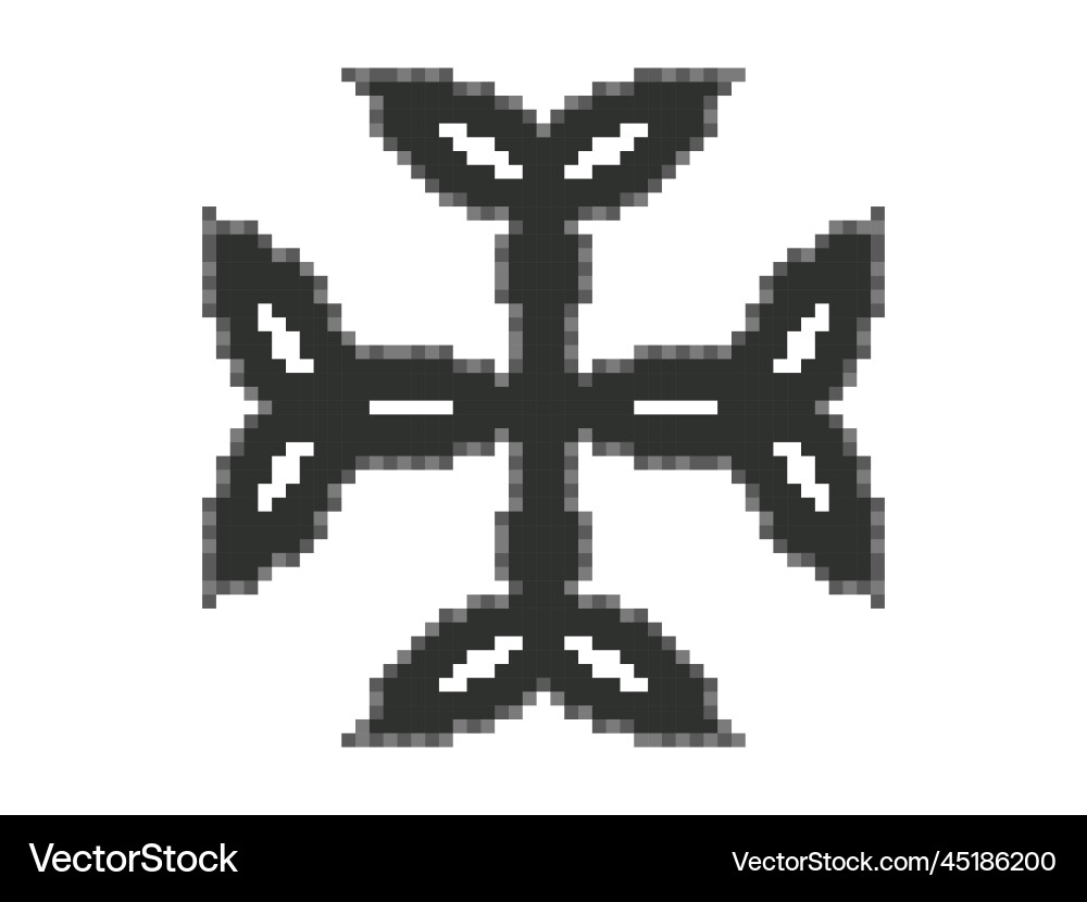 Carolingian cross in pixel style pixelated Vector Image