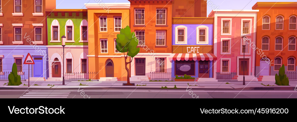 Cartoon Town Street Scene Royalty Free Vector Image