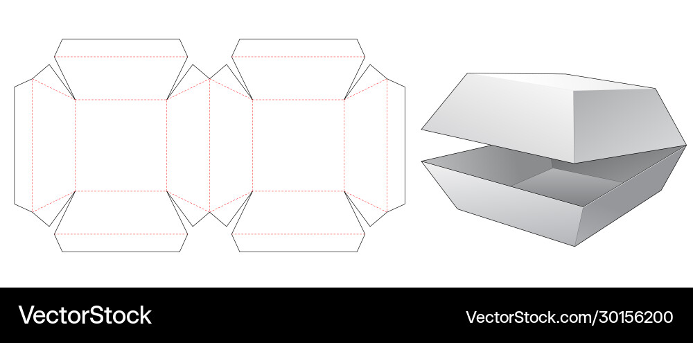 Chamfered box die cut template Royalty Free Vector Image