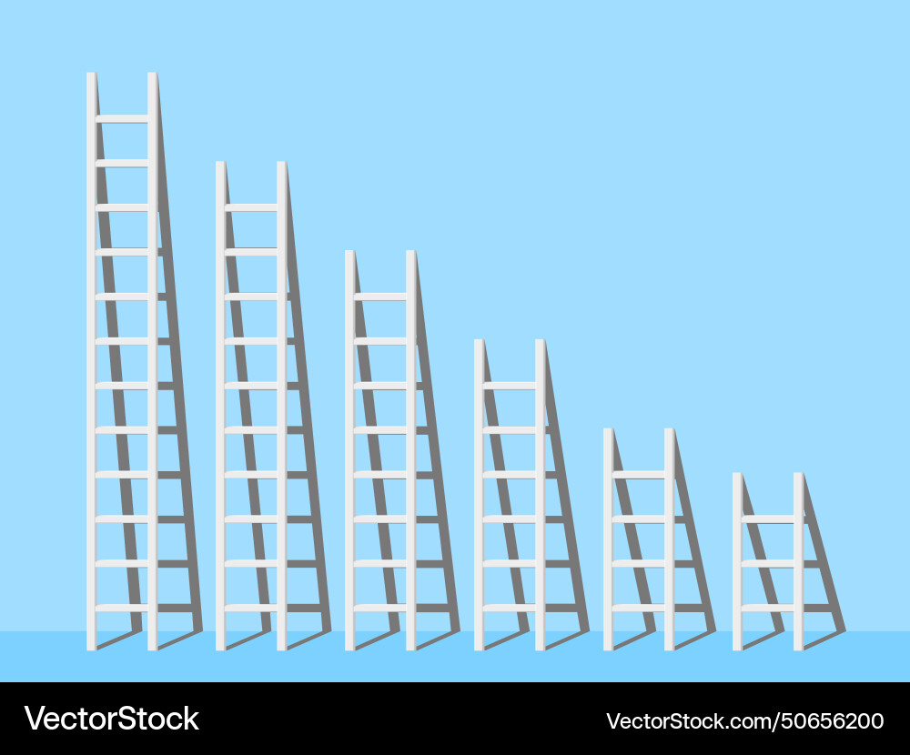 Different sizes of step ladders near the wall Vector Image