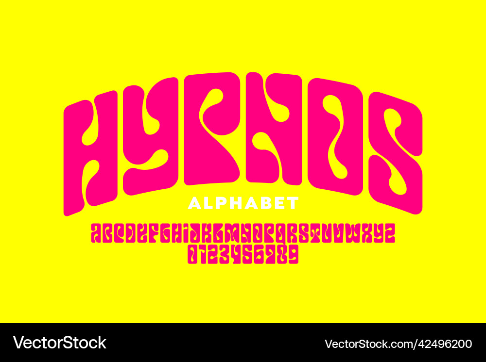 Psychedelic hypnosis style 1960s font Royalty Free Vector