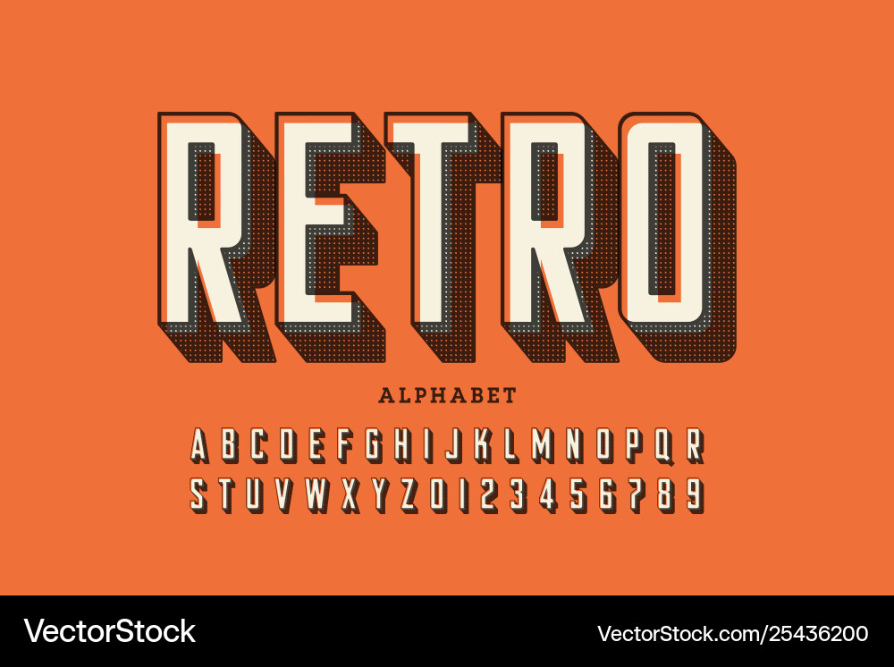 Retro offset printing style font alphabet letters Vector Image