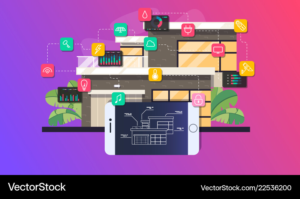 Smart home automation and internet of things Vector Image