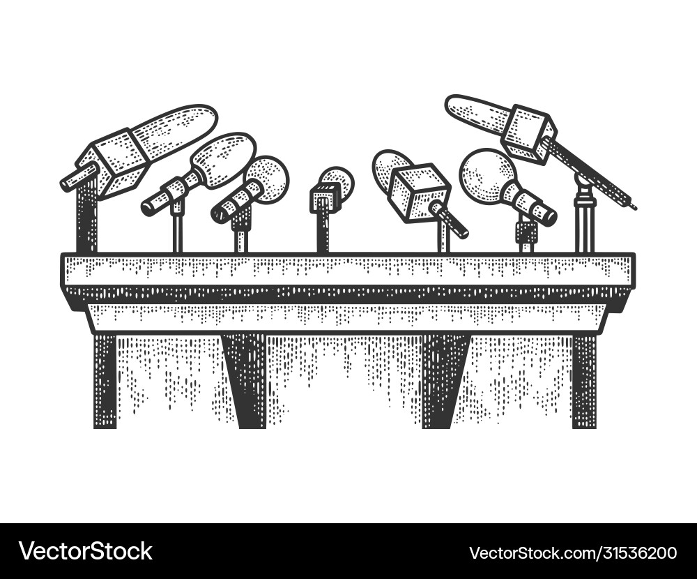Stand with microphones sketch Royalty Free Vector Image