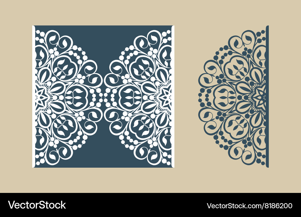Template greeting card with openwork pattern Vector Image