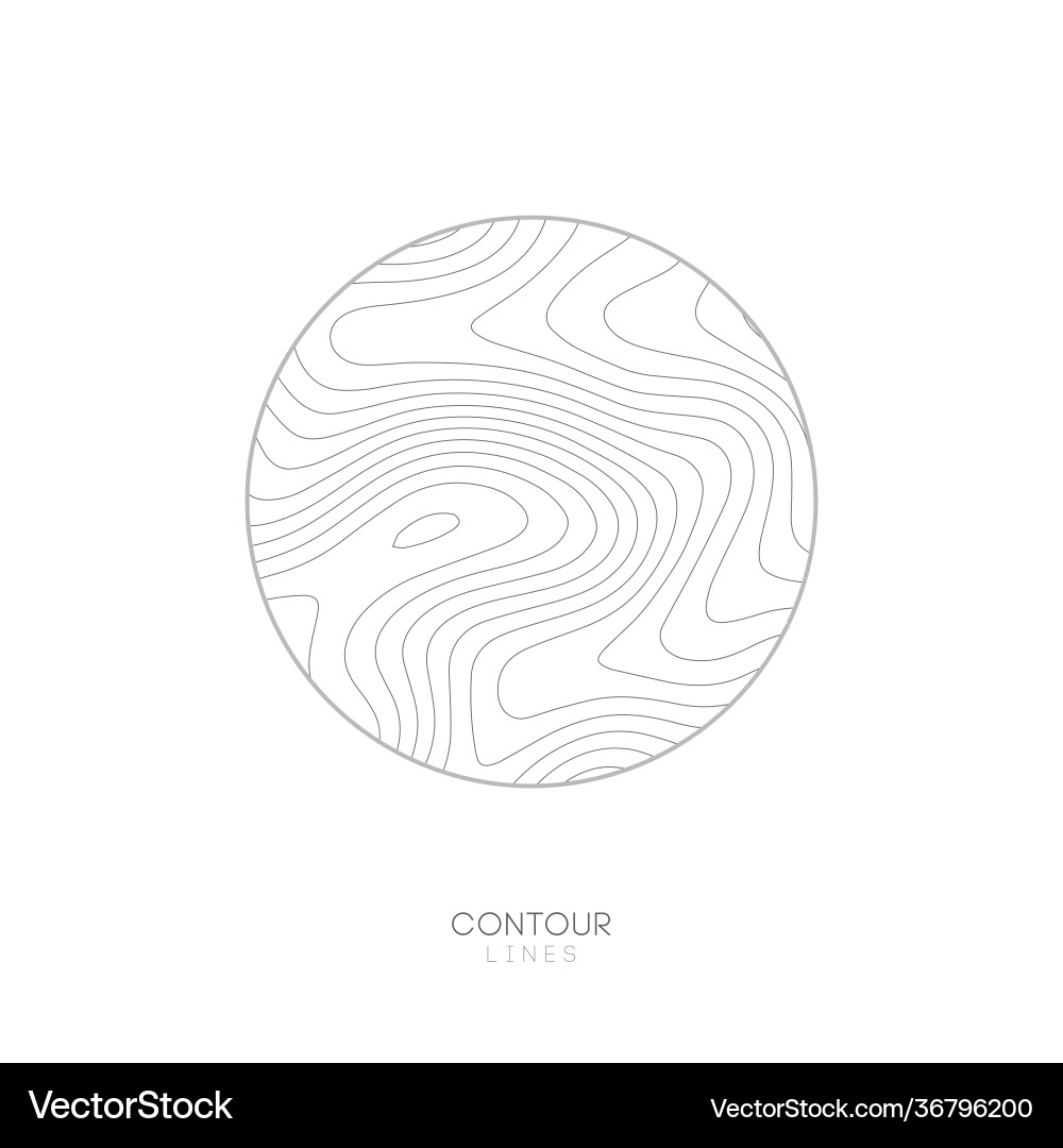 White topographic map circle logo concepttopo Vector Image