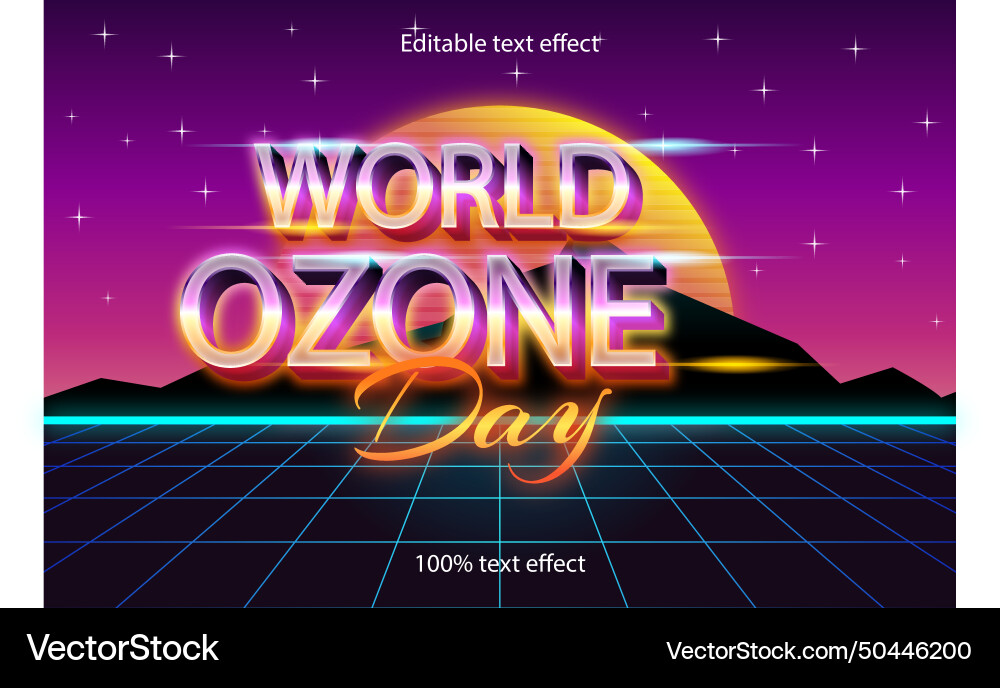 World ozone day editable text effect retro Vector Image
