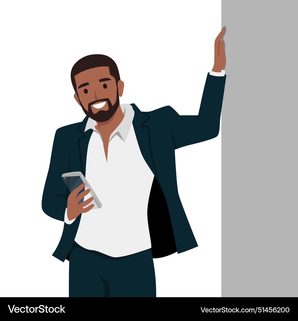 Young man leaning against a grey wall using Vector Image