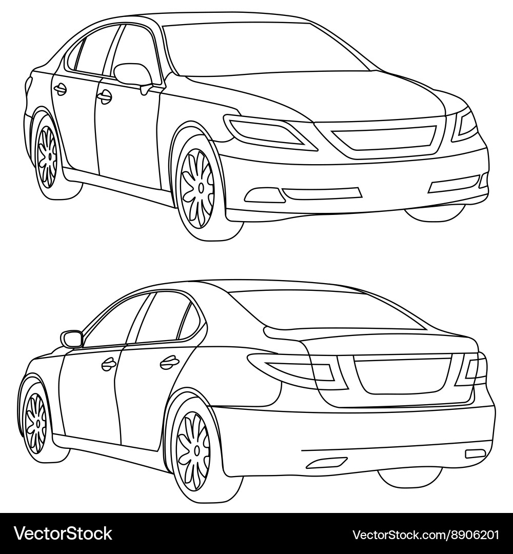 Car two view front and back Royalty Free Vector Image