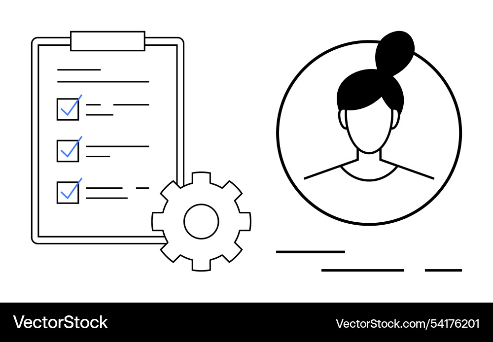 Checklist with gear icon and womans profile Vector Image