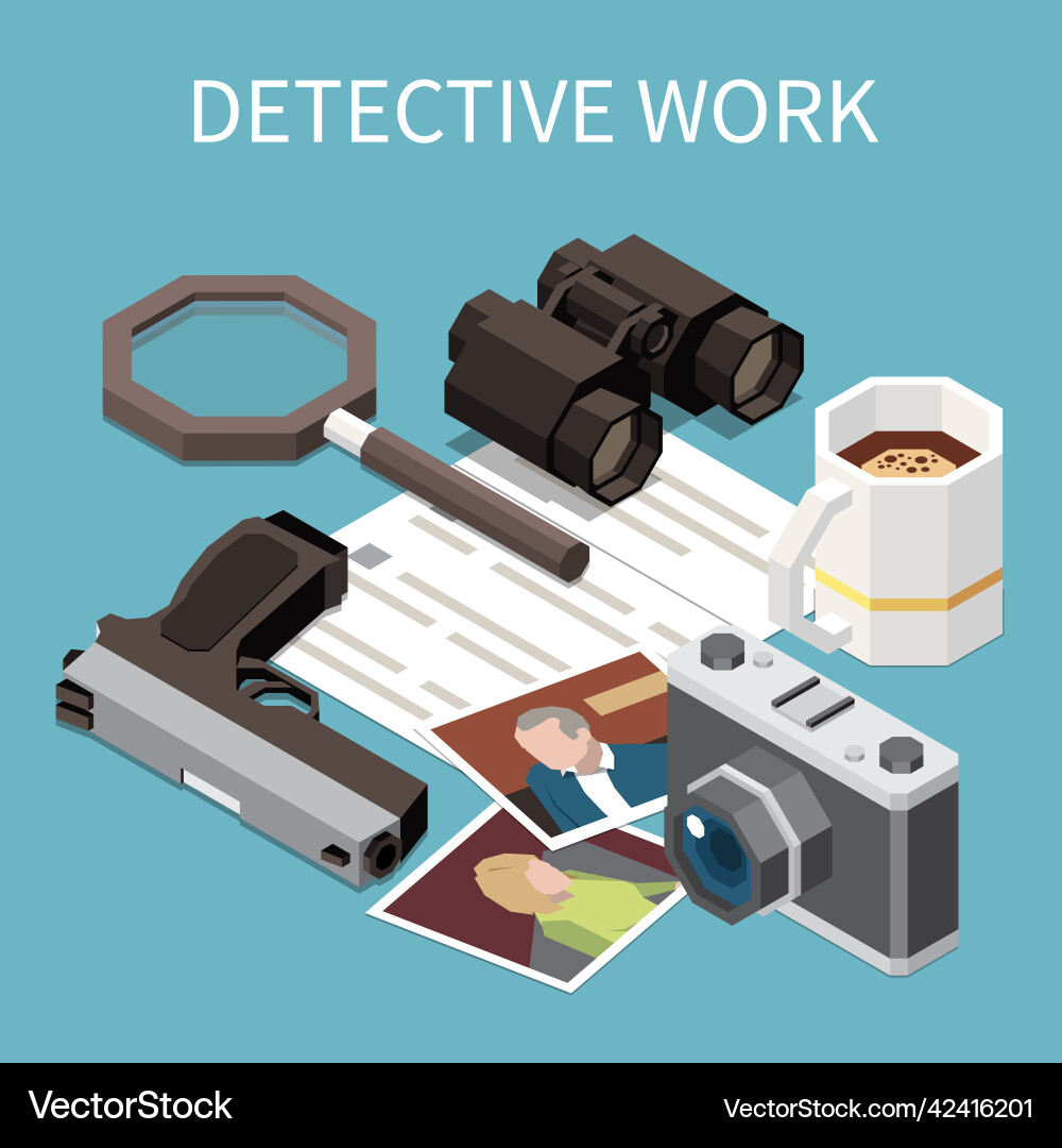 Detective work composition Royalty Free Vector Image