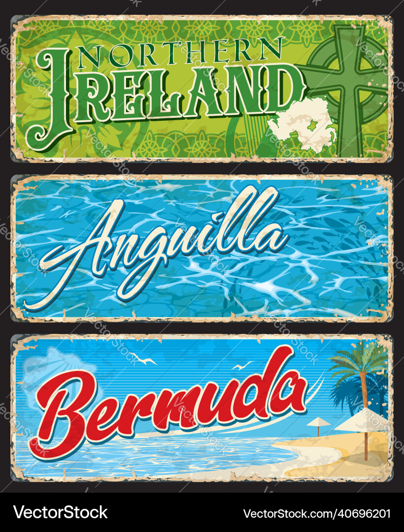 Ireland anguilla bermuda british regions plates Vector Image