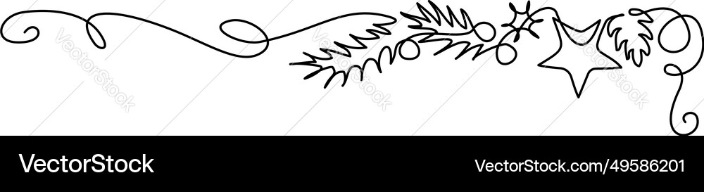 Merry christmas decoration continuous one line Vector Image