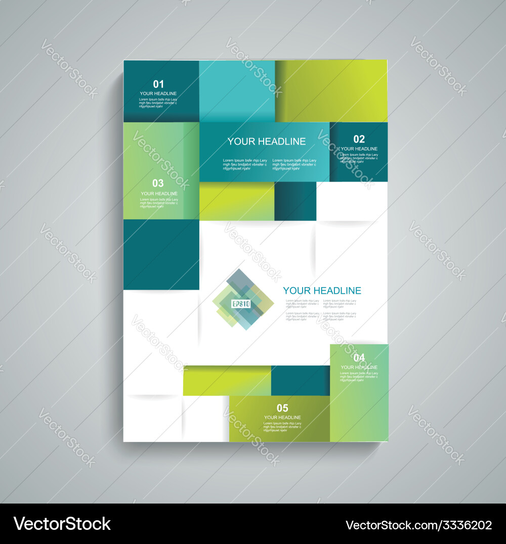 Brochure template design with cubes and squares Vector Image