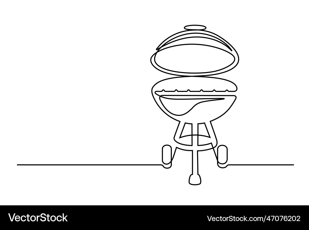 Continuous line drawing bbq grill isolated Vector Image