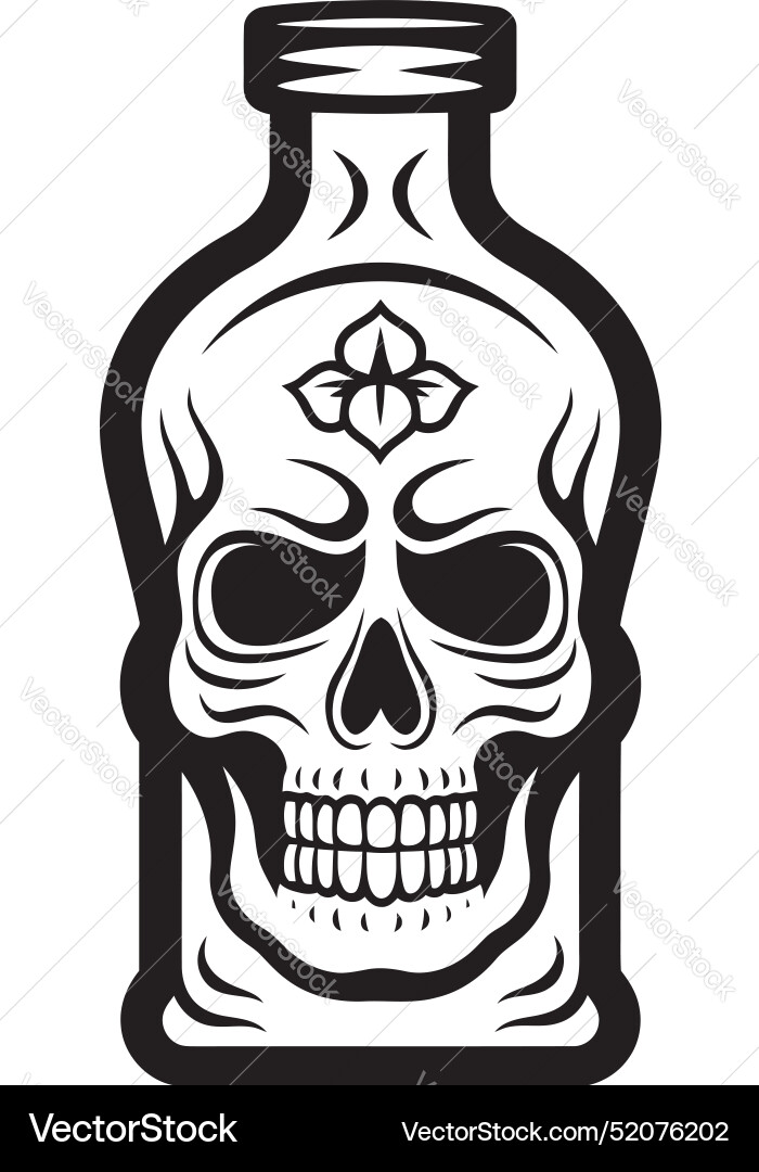 Ethereal essence bottle contained skull logo Vector Image