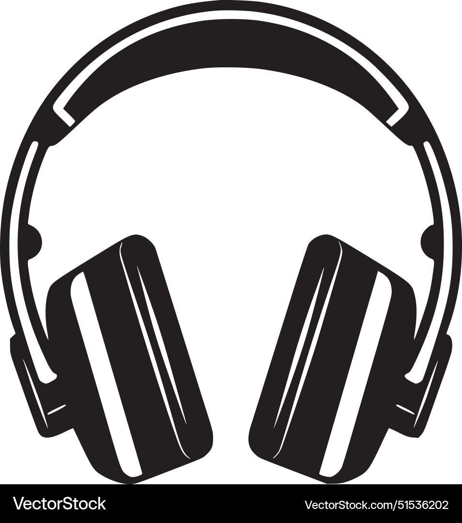 Headphone - black and white Royalty Free Vector Image