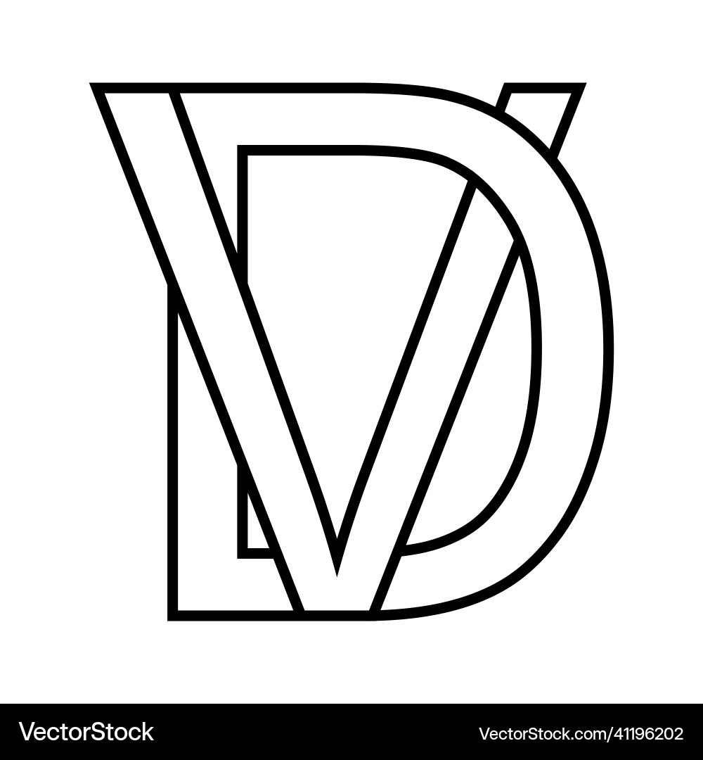 Logo sign dv vd icon nft interlaced letters d Vector Image
