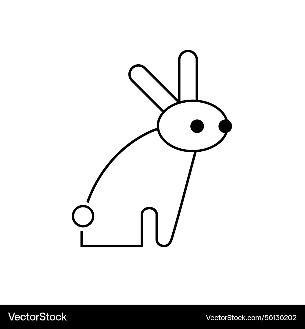 Minimalist rabbit bunny linear style Royalty Free Vector