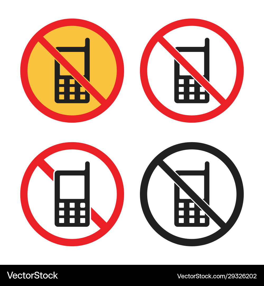No phone sign cell icon set Royalty Free Vector Image