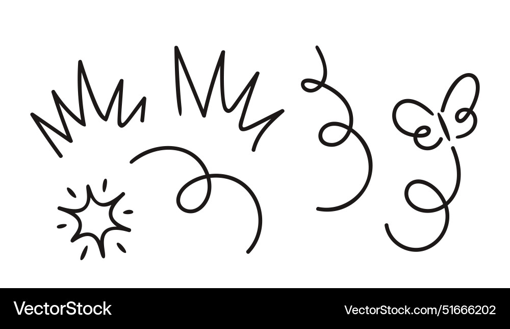 Playful doodle set featuring whimsical swirls Vector Image