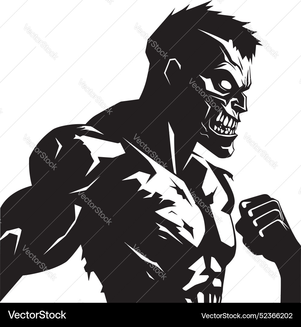 Zombie powerlifter icon black emblematic decaying Vector Image
