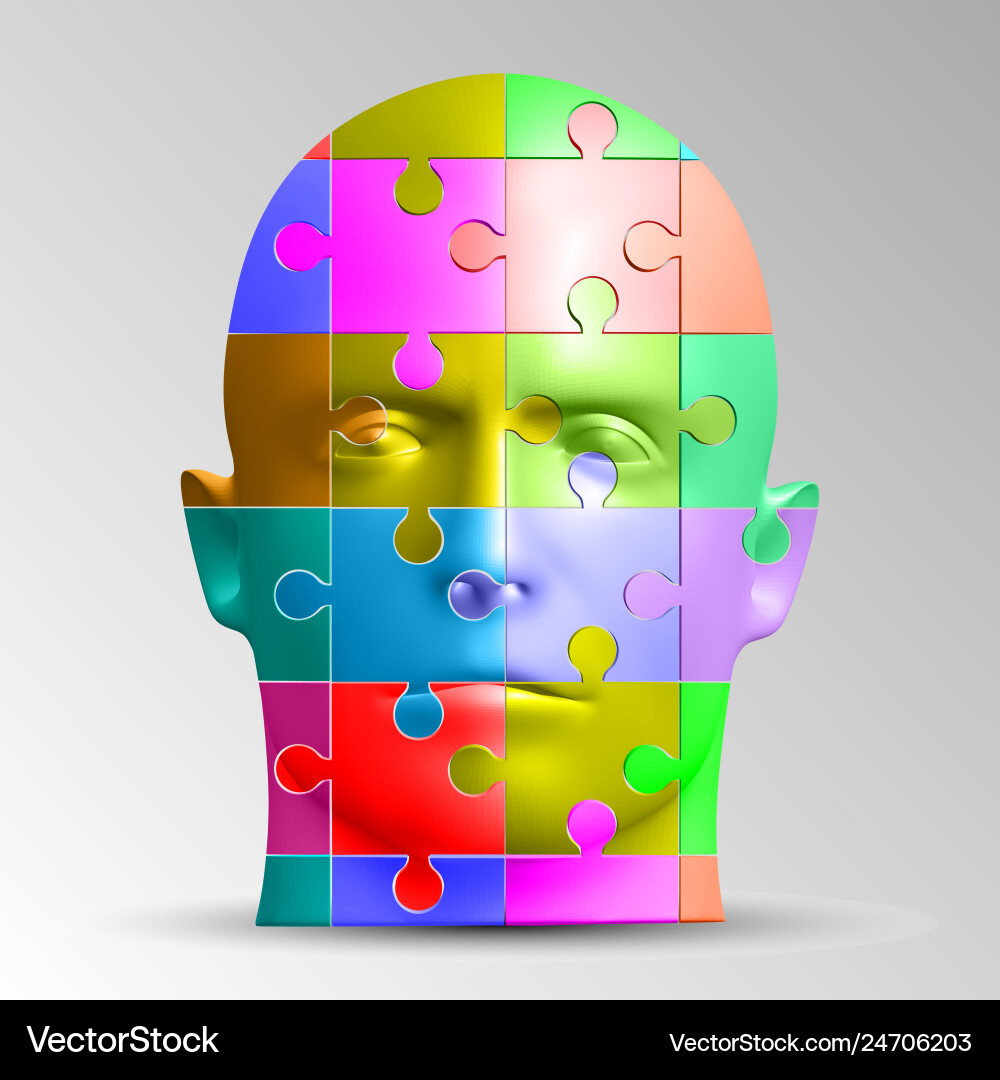 A person s face consists of multi-colored Vector Image