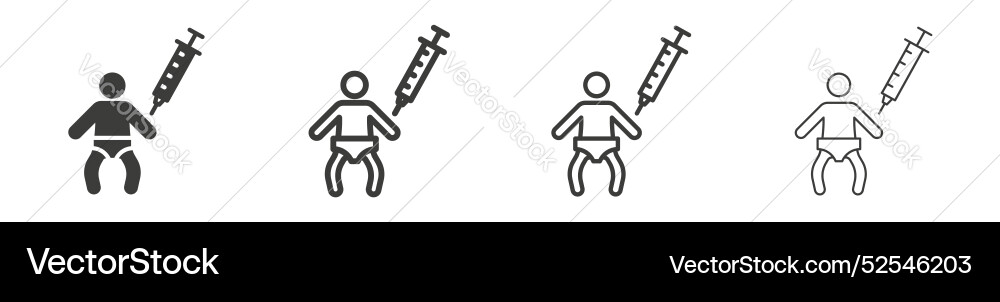 Baby vaccination icon set on white background Vector Image