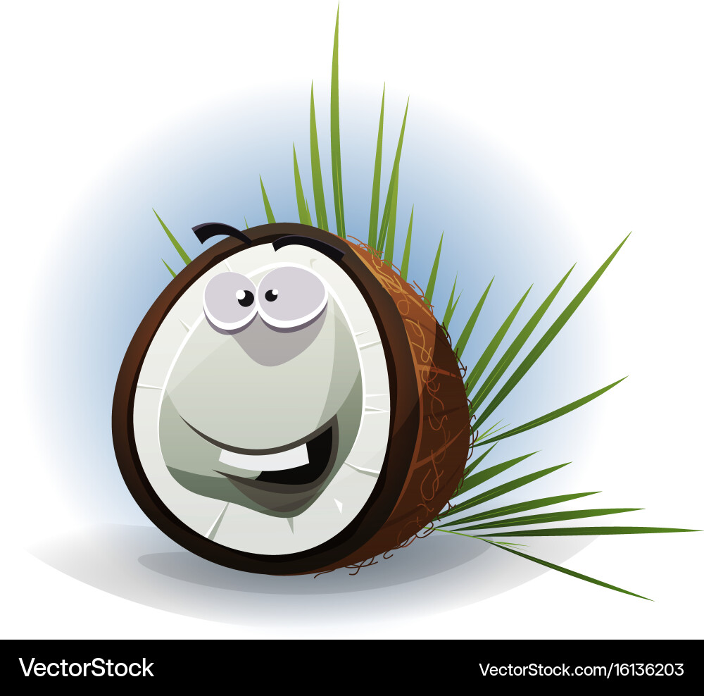 Cartoon funny coconut character Royalty Free Vector Image