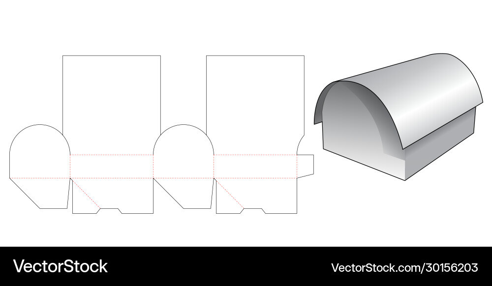 Chest gift box die cut template Royalty Free Vector Image