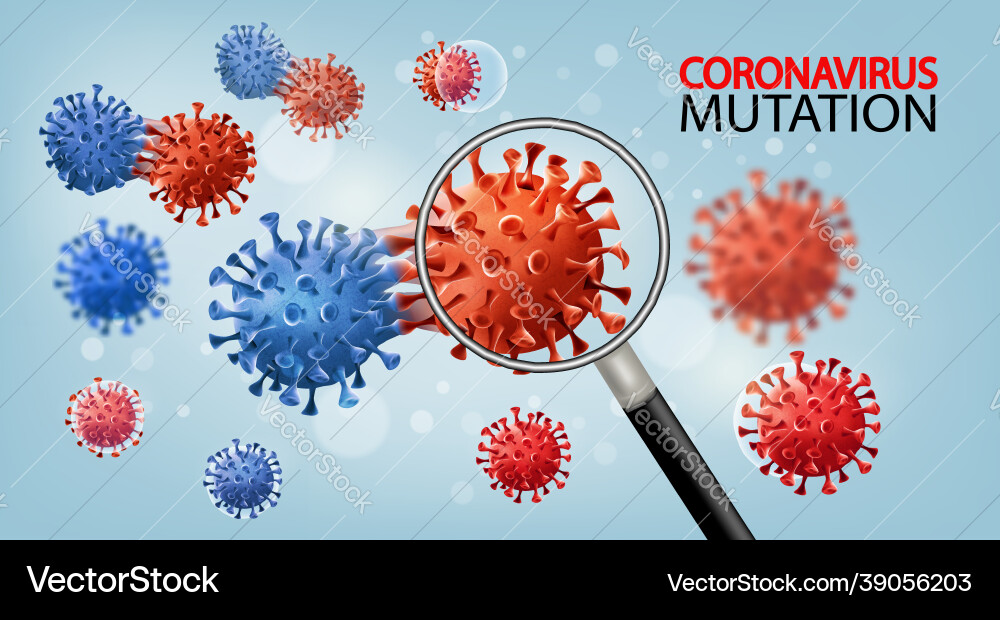 Coronavirus mutation background mutating virus Vector Image
