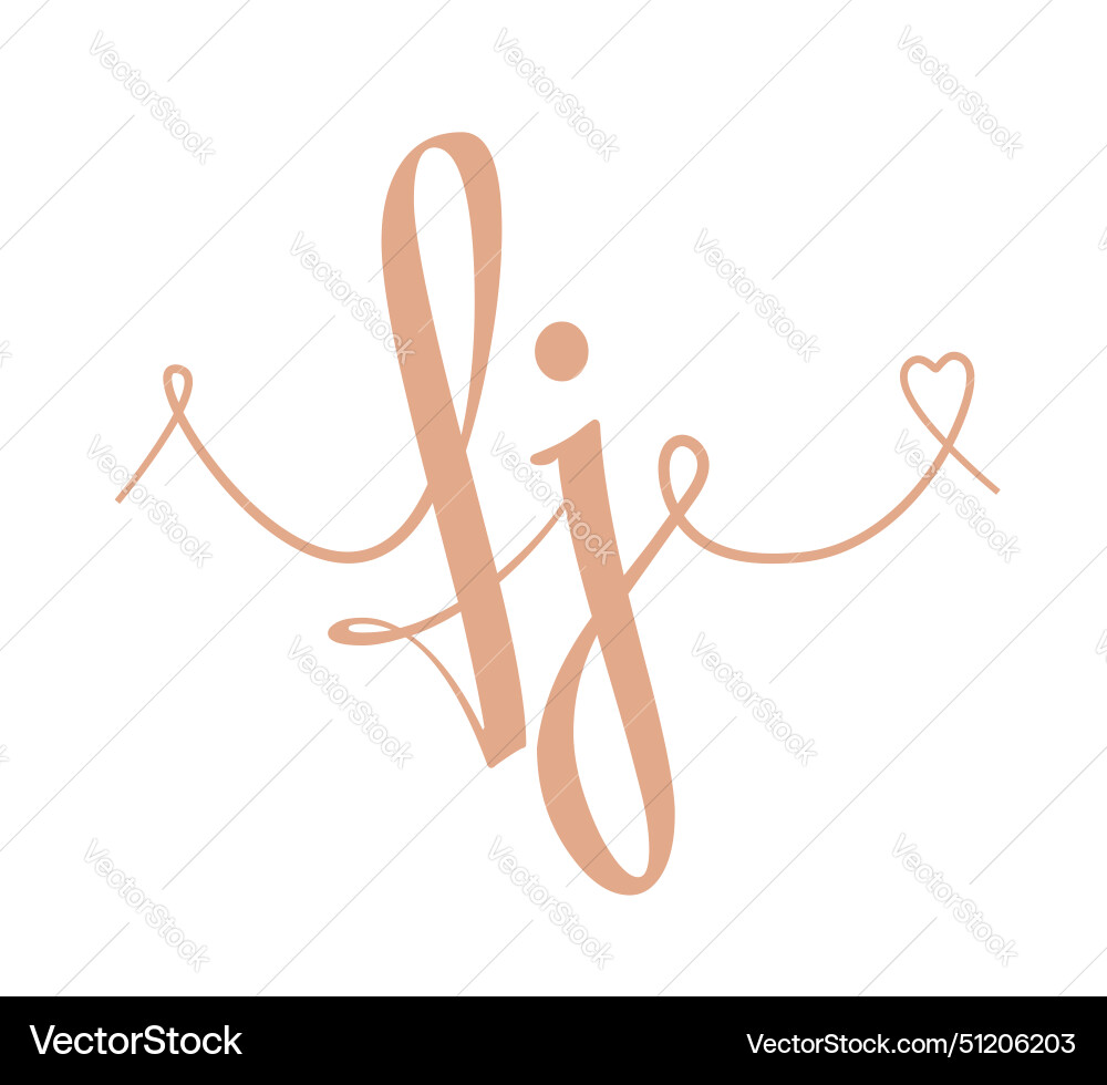 Fj initial wedding monogram calligraphy hand Vector Image
